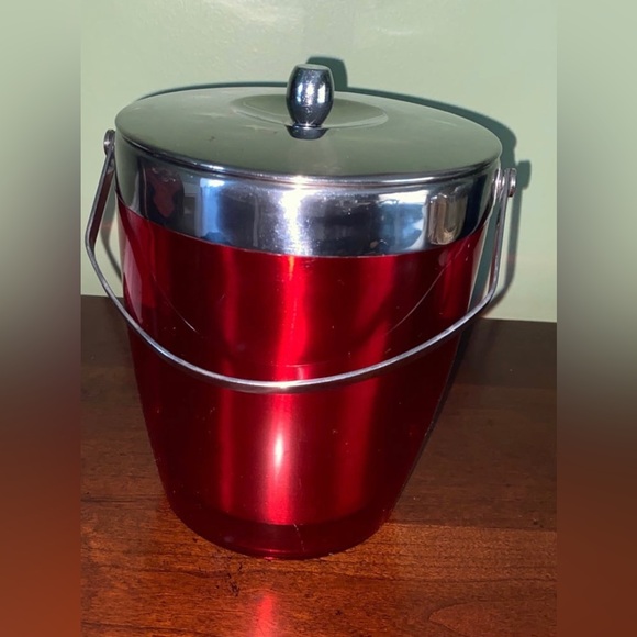 Source Unknown | Dining | Vintage Classic Retro Red Ice Bucket With ...